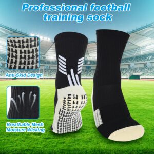 Jspupifip 2 Pair Soccer Socks Men,Ankle Socks Youth Black/White Speed Anti Slip Grip Pads Football Sock Gain the Edge Grip Soccer Socks for Women Girls Boys Teen Kids(White,Black)