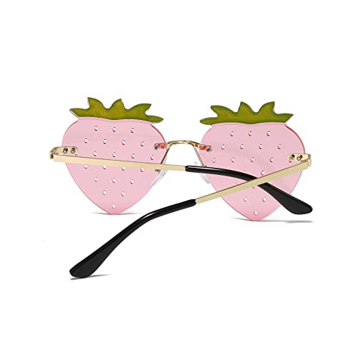 YAMEIZE Unique Strawberry Sunglasses Funky Cute - Women Men Festival Party Rave Halloween Christmas Colorful Eye Glasses