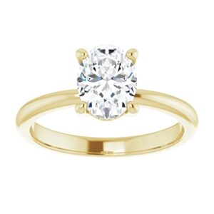 10k solid yellow gold handmade engagement rings, 1 ct oval cut moissanite diamond solitaire wedding/bridal rings for women/her, minimalist anniversary ring gifts (4.5)