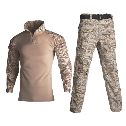 Military Uniform for Men - Camo Long Sleeve Shirt Men & G3 Combat Pants with Knee Pads - Combat Camouflage Tactical Suit - Fishing, Hunting, Shooting, Paintball, Airsoft Clothes 1/4 Zip (X-Large)