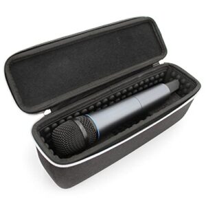 casematix wireless microphone case compatible with two wireless mic system microphones up to 10.75" by sennheiser, shure and more - sleek mic case for travel with zipper for singing or karaoke