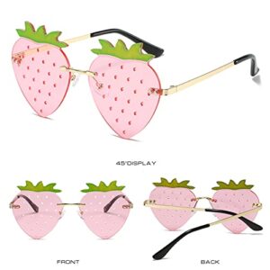 YAMEIZE Unique Strawberry Sunglasses Funky Cute - Women Men Festival Party Rave Halloween Christmas Colorful Eye Glasses