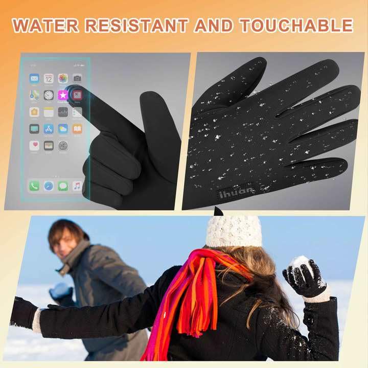 ihuan Winter Gloves for Men Women - Cold Weather Gloves for Running Cycling, Snow Warm Gloves Touchscreen Finger