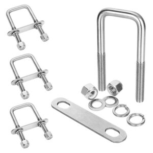 4pack square u-bolts 2-1/16" w x 4-3/4" l, 304 stainless steel u bolts m12 with washers & nuts for replacement parts and accessories for ski boat, fishing boat or sailboat trailer