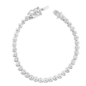 twobirch sterling silver and moissanite bezel set tennis bracelet (3mm)(8 inches)