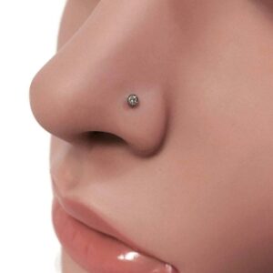 D.Bella 20G L Shaped Nose Studs Surgical Stainless Steel Nose Rings Studs Diamond Nostril Nose Piercing Jewelry Gold