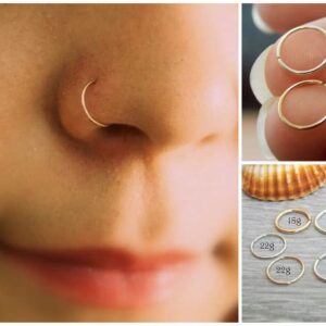 D.Bella 22G Small Nose Rings Hoops Surgical Steel Simple Half Hoop Nose Ring 8mm Nose Hoops Nose Nostril Piercing Hoop