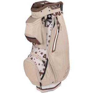 sun mountain women's 2023 sync 14-way divided golf cart bag (pearl-taupe-paws)