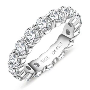 yeesoth moissanite eternity ring, 5cttw d color vvs1 lab created diamond 18k white gold plated silver engagement wedding bands for women (7)