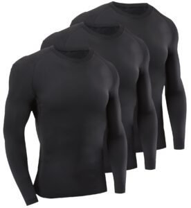 silkworld men's thermal long sleeve compression shirts athletic cold weather base layer,b1_3pack_black#3,large