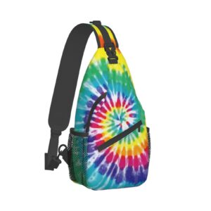 lunepon tie dye sling backpack crossbody shoulder bags for women men, sling bag travel hiking chest bag daypack unisex