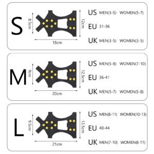 Abeillo Ice Cleats for Shoes and Boots, Silicone Ice Snow Grips Stainless Steel Shoe Spikes Grips, Shoe/Boot Traction Cleat Crampon for Walking on Snow, Ice Anti Slip Footwear