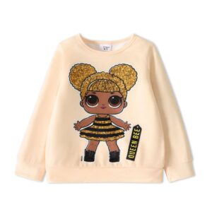 L.O.L. Surprise! Little Big Girls Longsleeve T-Shirt Crewneck Pullover Sweatshirt Apricot 9-10 Years