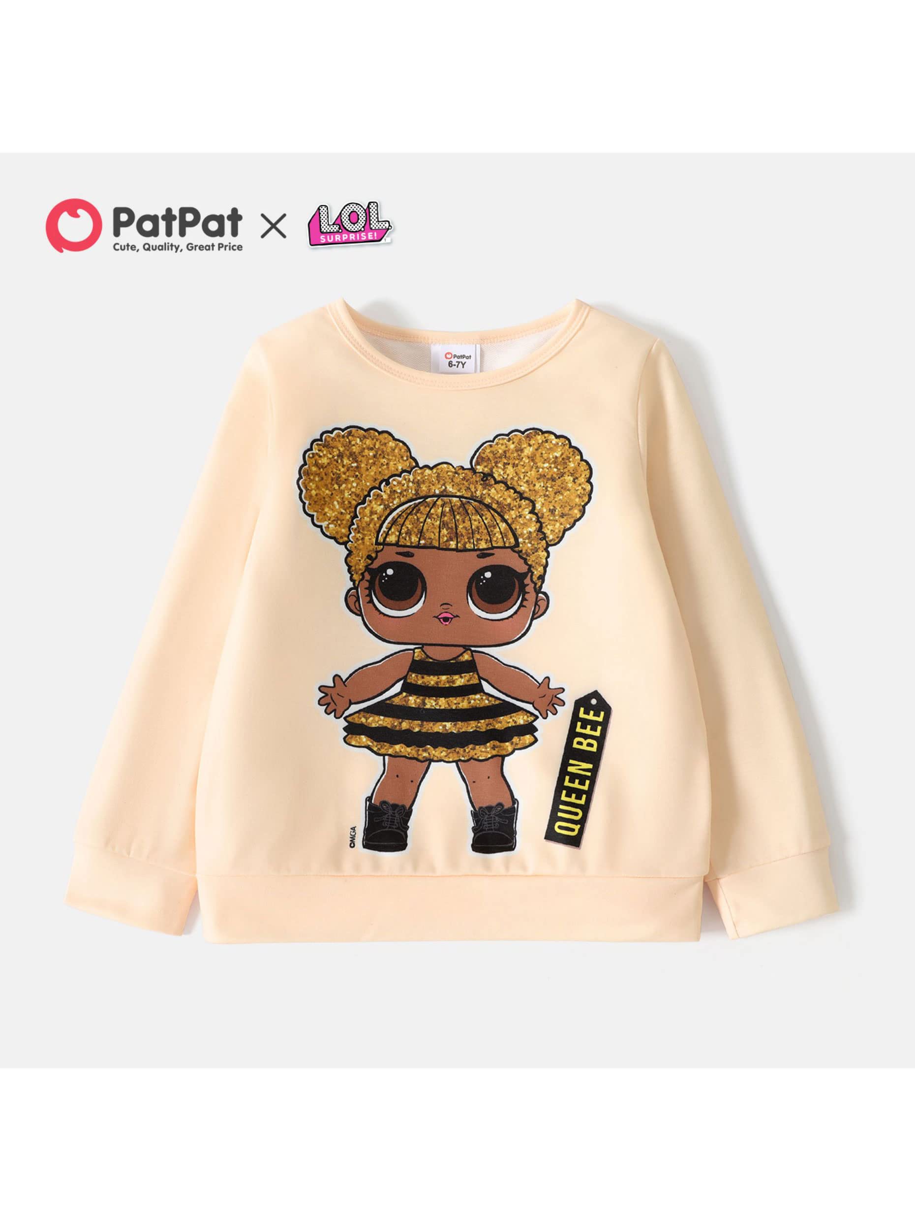 L.O.L. Surprise! Little Big Girls Longsleeve T-Shirt Crewneck Pullover Sweatshirt Apricot 9-10 Years