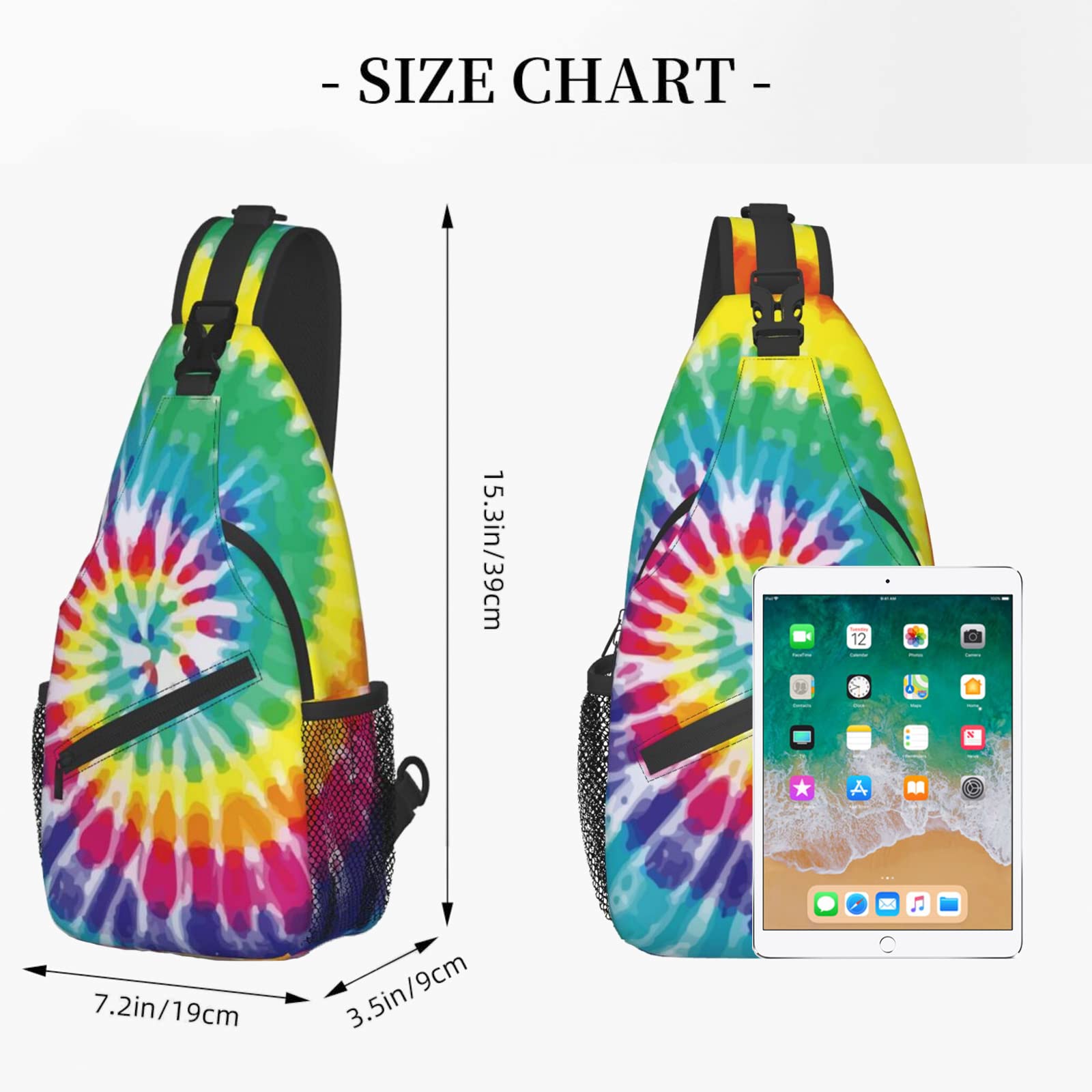 Lunepon Tie Dye Sling Backpack Crossbody Shoulder Bags For Women Men, Sling Bag Travel Hiking Chest Bag Daypack Unisex