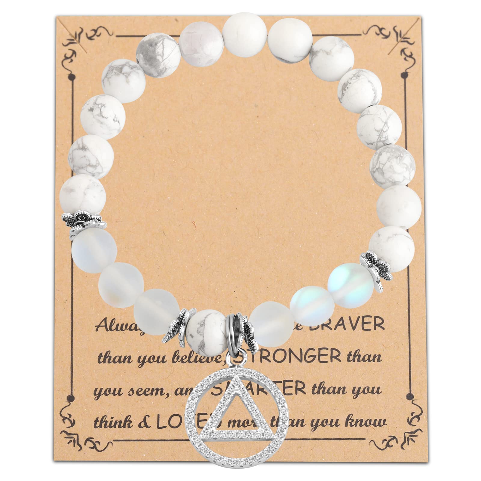 FUSTMW AA Recovery Bracelet Sobriety Gift Alcoholics Anonymous Gift AA Sober Addiction Recovery Jewelry AA Sobriety Bracelet(White)