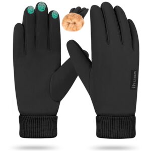 ihuan winter gloves for men women - cold weather gloves for running cycling, snow warm gloves touchscreen finger