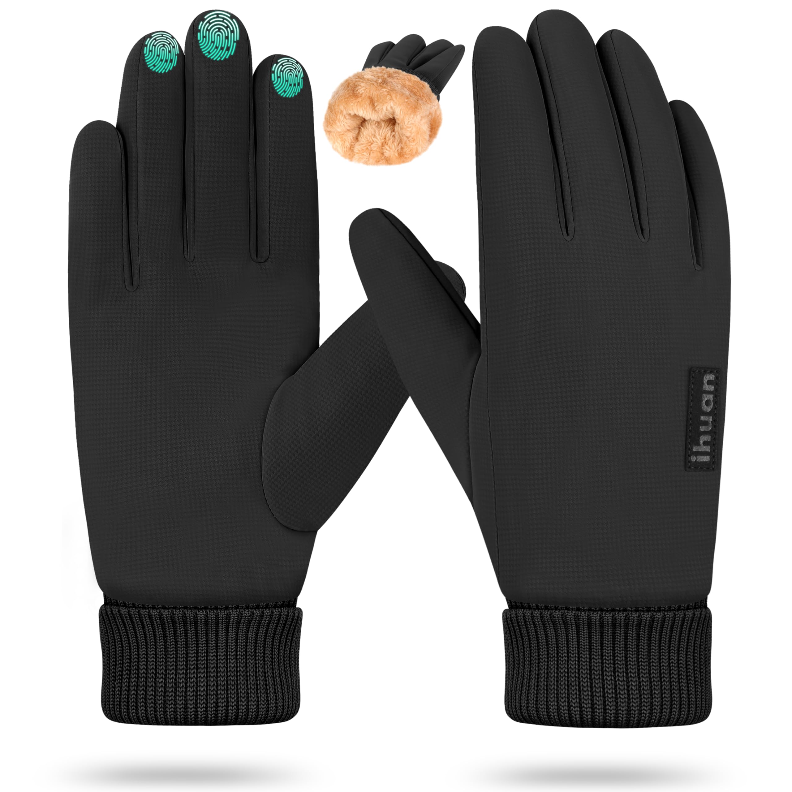 ihuan Winter Gloves for Men Women - Cold Weather Gloves for Running Cycling, Snow Warm Gloves Touchscreen Finger