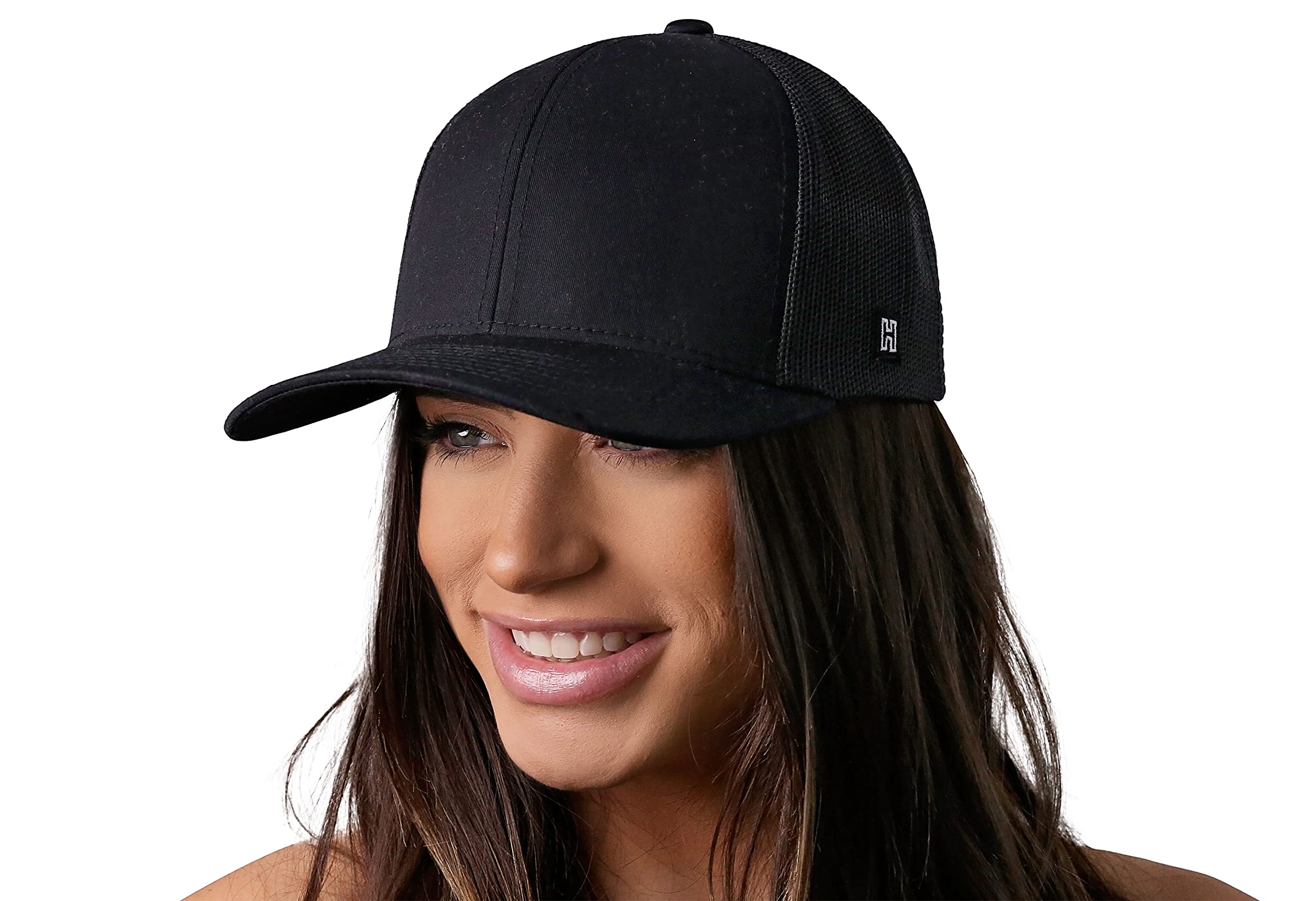 HAKA Trucker Hat for Men & Women, Blank Mesh Snapback Adjustable Baseball Cap (Black)