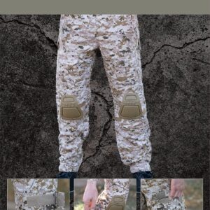 Military Uniform for Men - Camo Long Sleeve Shirt Men & G3 Combat Pants with Knee Pads - Combat Camouflage Tactical Suit - Fishing, Hunting, Shooting, Paintball, Airsoft Clothes 1/4 Zip (X-Large)