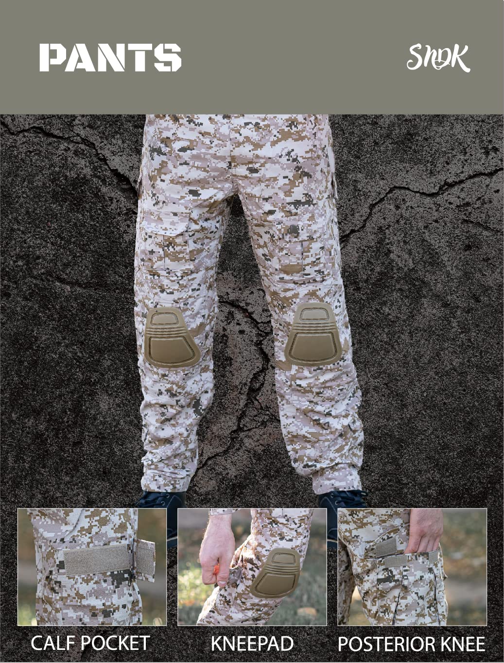 Military Uniform for Men - Camo Long Sleeve Shirt Men & G3 Combat Pants with Knee Pads - Combat Camouflage Tactical Suit - Fishing, Hunting, Shooting, Paintball, Airsoft Clothes 1/4 Zip (X-Large)