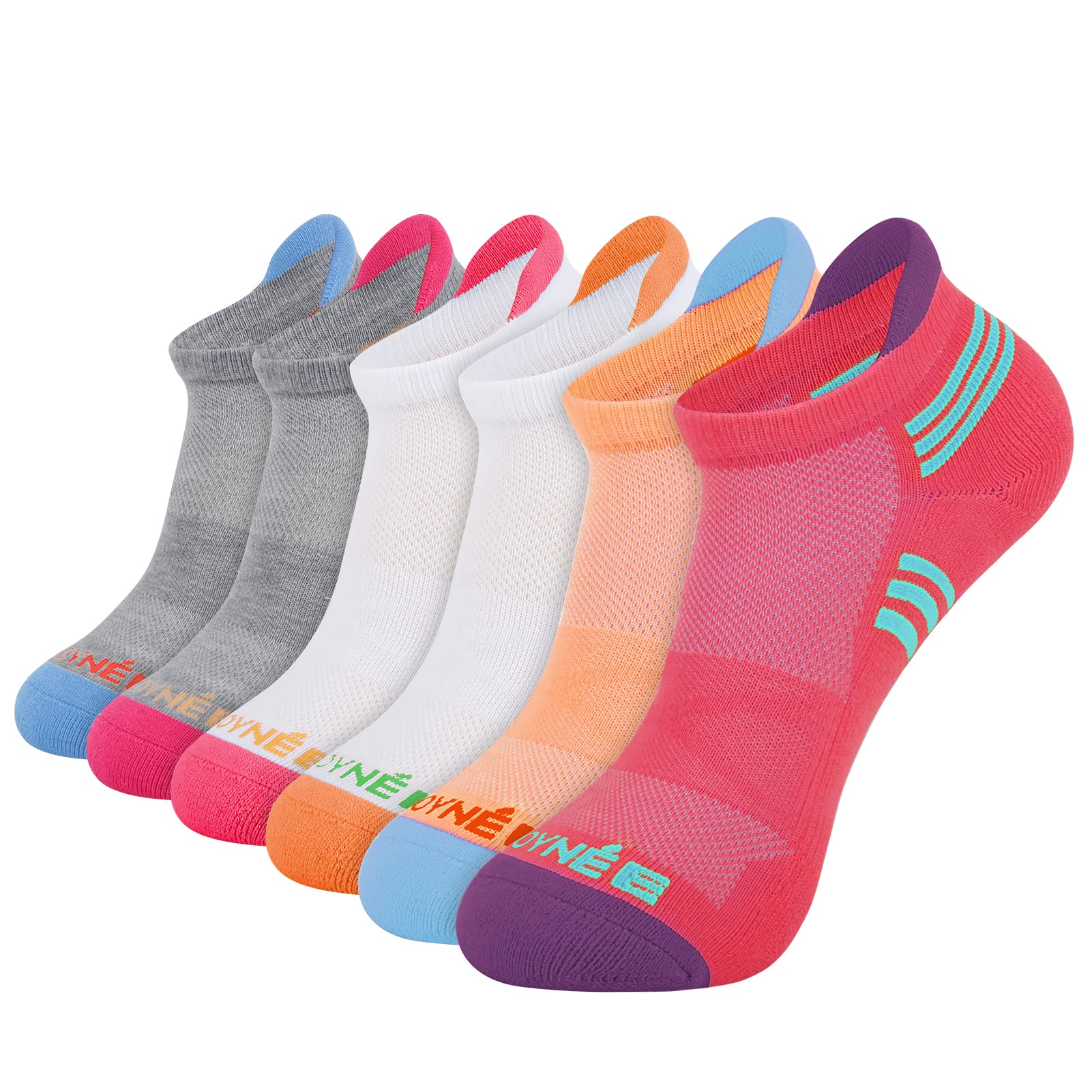 JOYNÉE Womens Ankle Cushioned Socks 6 Pack Athletic Low Cut Socks with Heel Tab for Running Sports