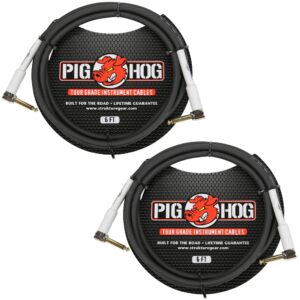 briskdrop pig hog ph6rr high performance 8mm right-angle 1/4'' guitar instrument cable, 6 feet - 2 pack