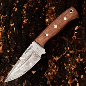 susa knives 8''fixed blade handmade damascus hunting knife, walnut wood handle -its a hunting knife with sheath | bushcraft knife edc survival knife for men | (wood)