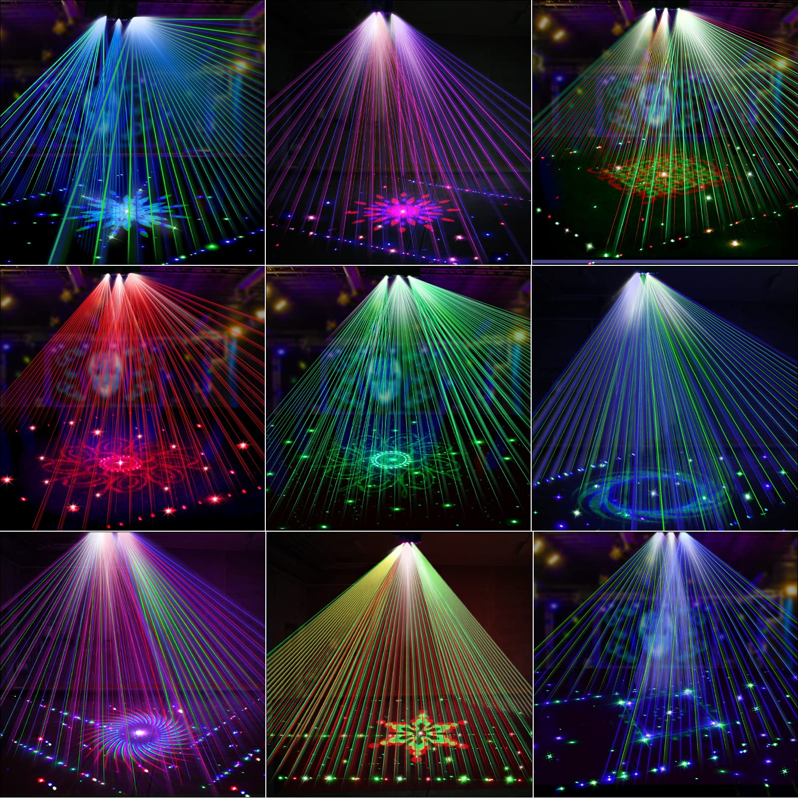 DJ Lights, AOELLIT LED RGB DJ Lights Sound Activated Disco Party Lights with 15 Modes and Remote Control for Indoor Parties, 9" x 5" x 5"