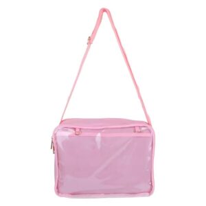 ita bag with insert large canvas shoulder tote ita purse for cosplay transparent canvas ita bag (pink)