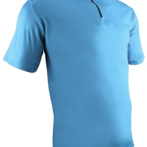 Epic Adult Cool Performance Short Sleeve Quarter Zip Tee Shirt Blue/Grey L