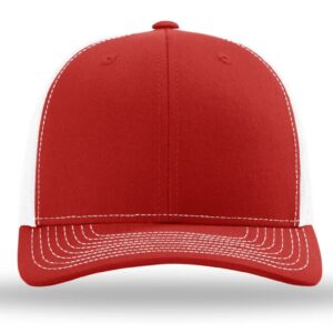 Custom Richardson Mesh Back Trucker Hat with Personalized Text Front & Back for Men – Customize Your Own Unique Hat! (Red/White)