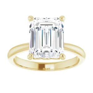 10k solid yellow gold handmade engagement ring, 4 ct emerald cut moissanite diamond solitaire wedding/bridal rings for women/her, minimalist anniversary ring gifts (8.5)