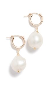 brinker & eliza women's back to basics huggie earrings, gold/pearl, one size