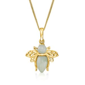 ross-simons jade bumblebee pendant necklace in 18kt gold over sterling. 18 inches