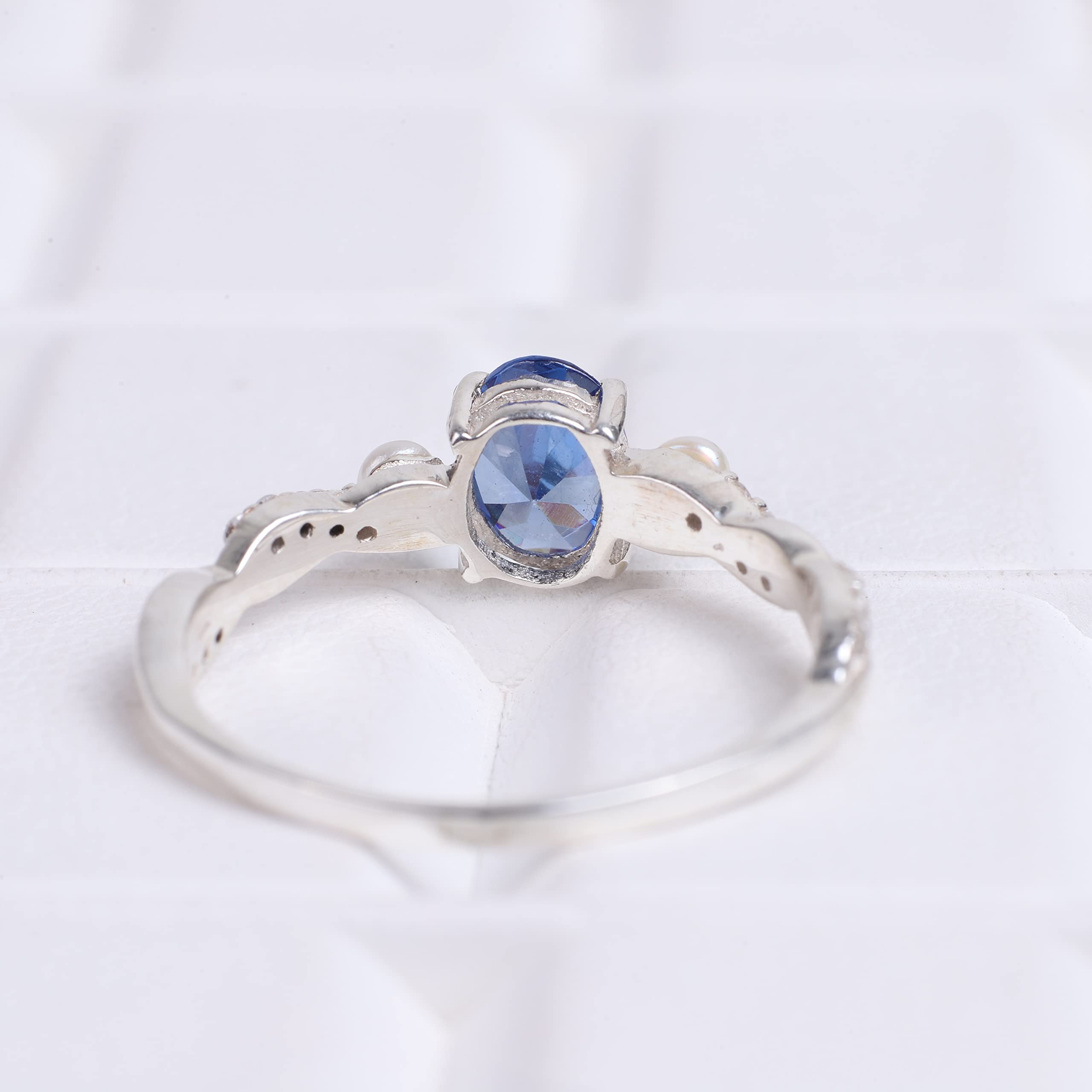 sapphire pearl wedding ring crossover engagement ring 925 sterling silver delicate ring september birthstone gift for mother by kanishka gems jewels