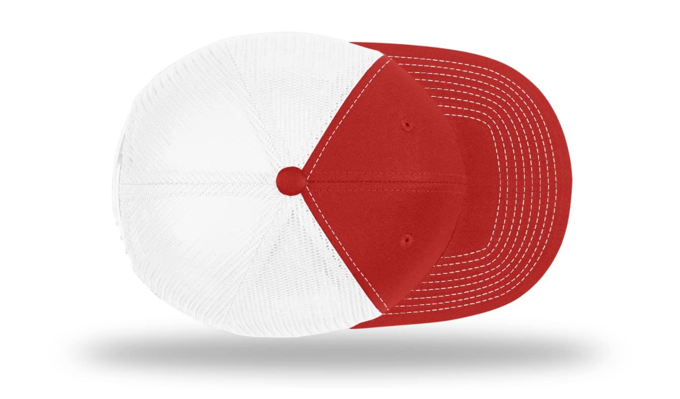 Custom Richardson Mesh Back Trucker Hat with Personalized Text Front & Back for Men – Customize Your Own Unique Hat! (Red/White)