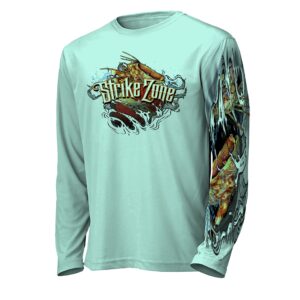 Strike Zone High Performance UPF 50+ Long Sleeve Fishing Shirt by Jason Mathias Art - Hogfish Lobster