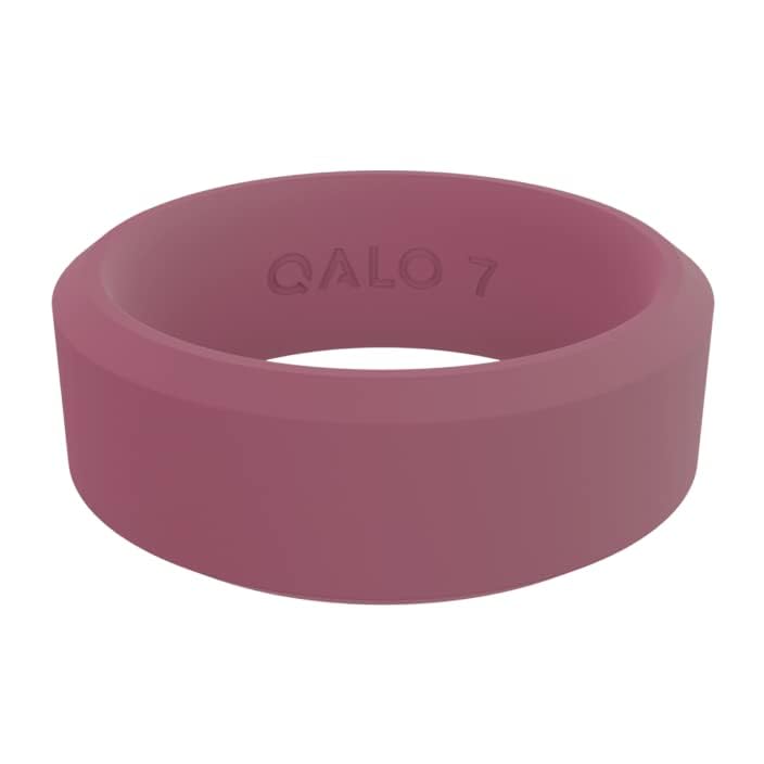 QALO Men & Women's Rubber Silicone Ring, Pela Modern, Rubber Wedding Band for Men & Women, Breathable, Durable Unisex Engagement Silicone Ring, 6.5mm Wide 1.8mm Thick, Cassis, Size 7