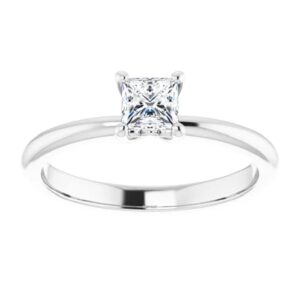 10k solid white gold handmade engagement rings, 1 ct princess cut moissanite diamond solitaire wedding/bridal rings for women/her, minimalist anniversary ring gifts (5)