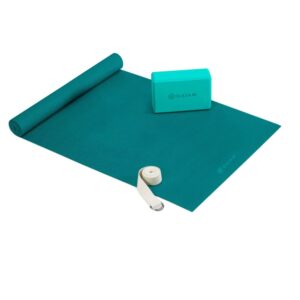 gaiam 4mm beginners yoga kit (teal)