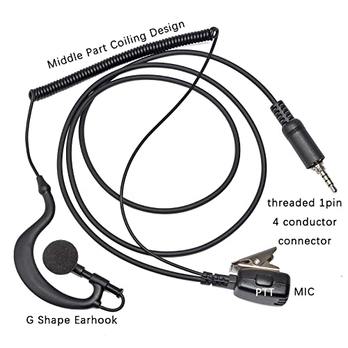 TWAYRDIO Walkie Talkie Earpiece with Mic for Yaesu VX6R VX7R Standard Horizon HX890 HX210 HX370S HX380 HX40 HX400 HX870 Handheld Radios, Two Way Radio Headset with PTT Microphone and G Shape Ear Hook