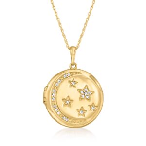 ross-simons 0.10 ct. t.w. diamond celestial locket necklace in 14kt yellow gold. 18 inches