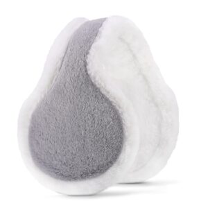 gergella plush ear muffs winter for women, warm ear warmers for cold weather plush earmuffs soft cute foldable light grey