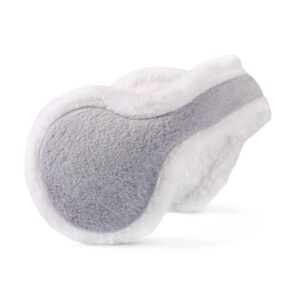 GERGELLA Plush Ear Muffs Winter for Women, Warm Ear Warmers for Cold Weather Plush Earmuffs Soft Cute Foldable Light Grey