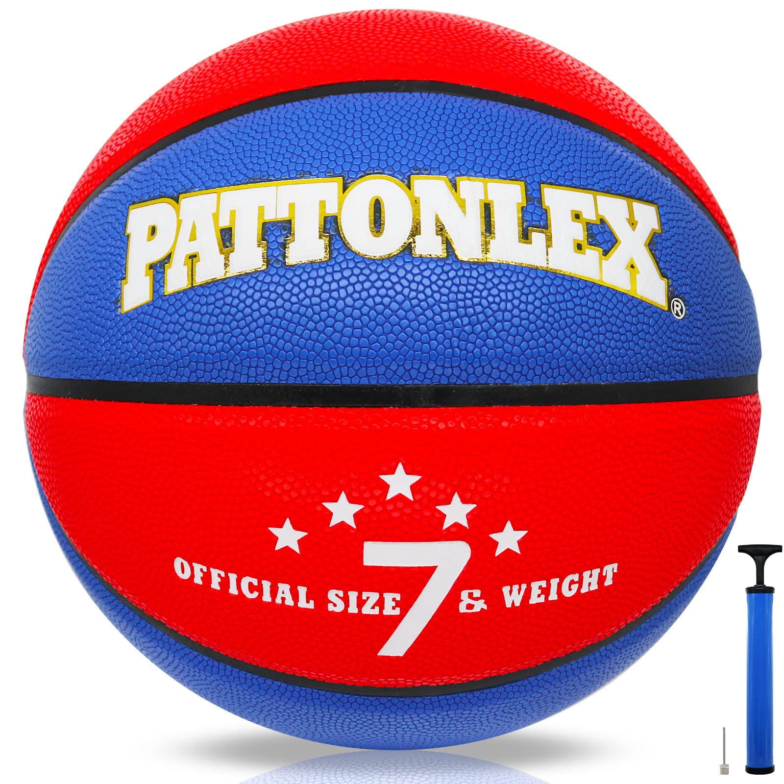 PATTONLEX Basketball - Official Size 7 (29.5") - Composite Leather - Indoor/Outdoor Ball for Men(Blue/red)