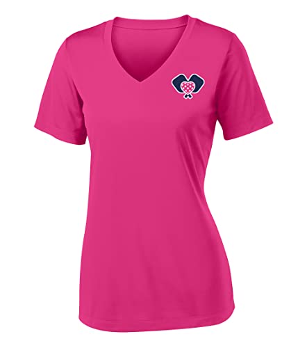 Dinkers & Bangers - Pink United - Women's Pickleball Performance T-Shirt - 2 Sided - Berry - L