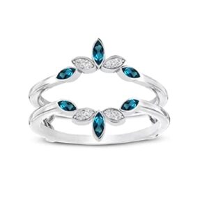 1Ct Marquise Cut Created London Blue Topaz 14K White Gold Plated 925 Sterling Silver Wedding Enhancer Wrap Band Ring, Engagement Enhancer Ring Guard, Wedding Ring