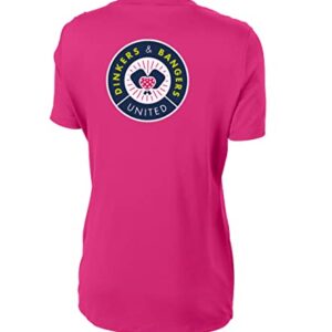 Dinkers & Bangers - Pink United - Women's Pickleball Performance T-Shirt - 2 Sided - Berry - L