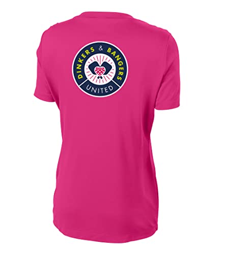 Dinkers & Bangers - Pink United - Women's Pickleball Performance T-Shirt - 2 Sided - Berry - L